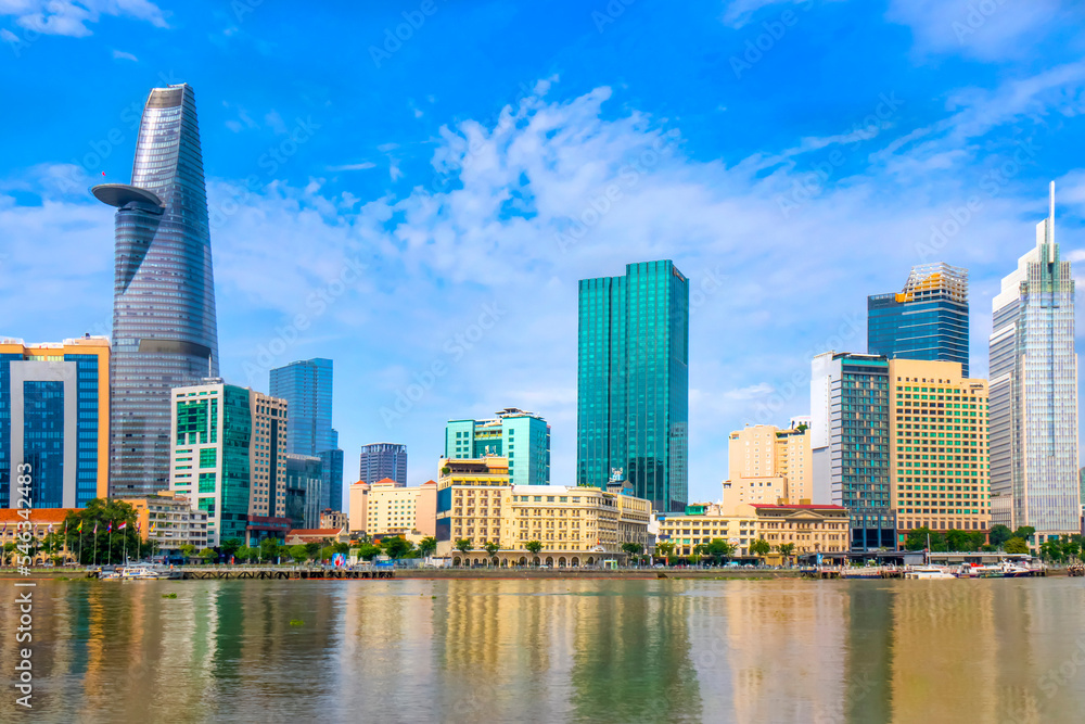 Buildings in the central area of Ho Chi Minh City, along the Saigon ...