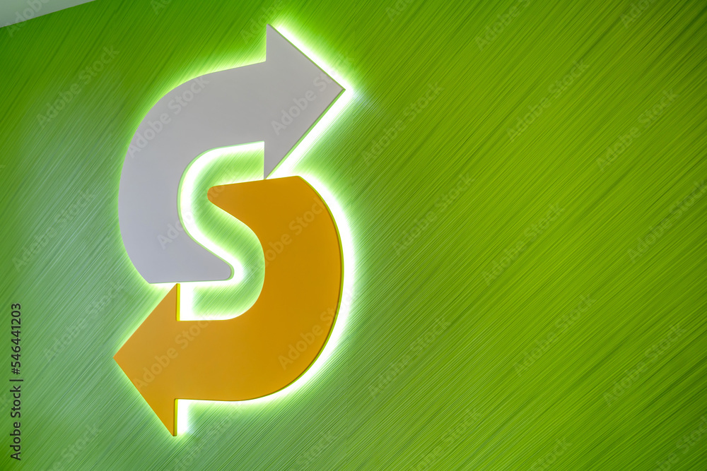 PENANG, MALAYSIA - 15 NOV 2022: Subway logo fast food restaurant ...