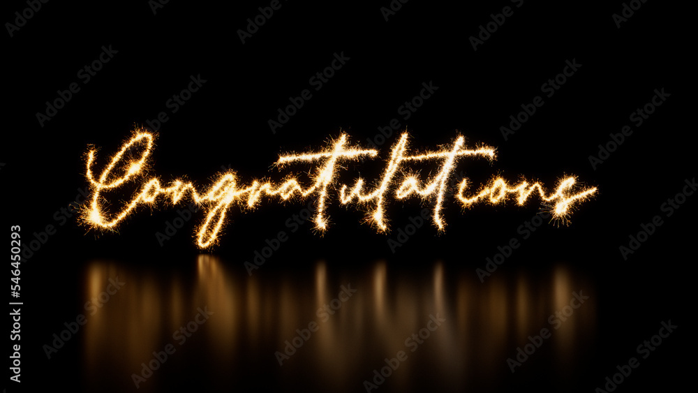 Congratulations Caption written in Sparkler Firework Text. Gold and ...