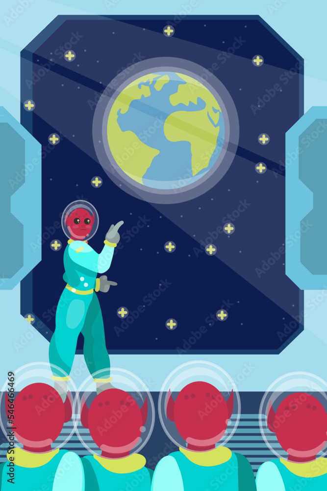 Vector de Stock Aliens planning Earth invasion cartoon illustration ...