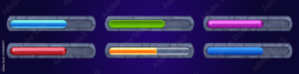 Game progress bars, download or upload status banner. Ui elements for ...
