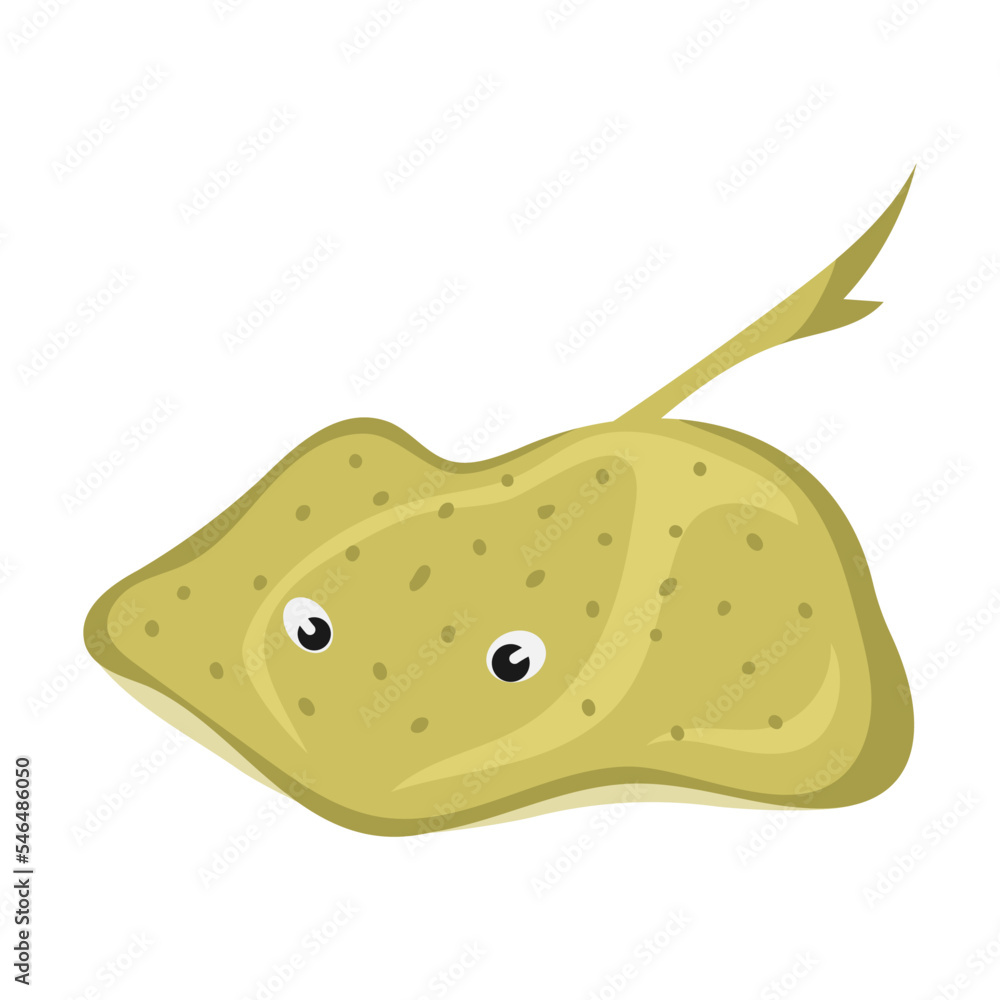 Cute stingray cartoon character vector illustration. Comic sea ...