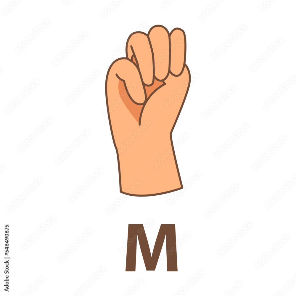 Hand showing letter M, sign language alphabet vector illustration ...