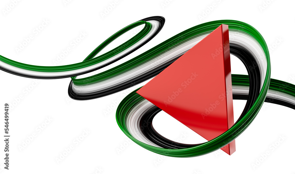 Palestine abstract 3D wavy flag red black white green modern ...