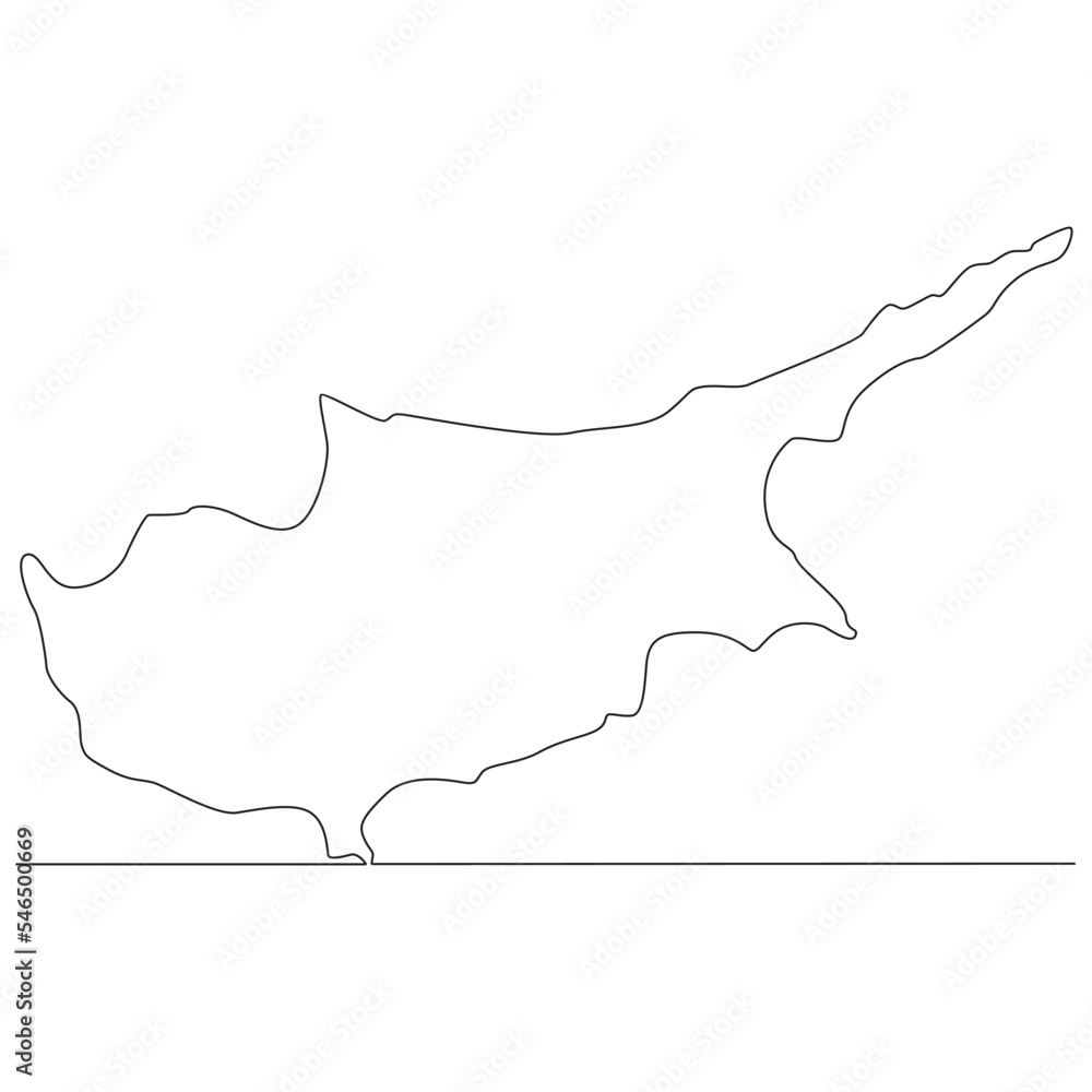 Vetor Continuous line drawing of map Cyprus vector line art ...