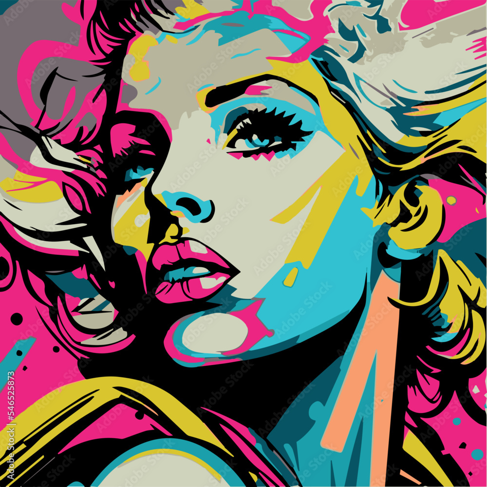 Graffiti woman vector illustration. Pop art modern graphic design ...