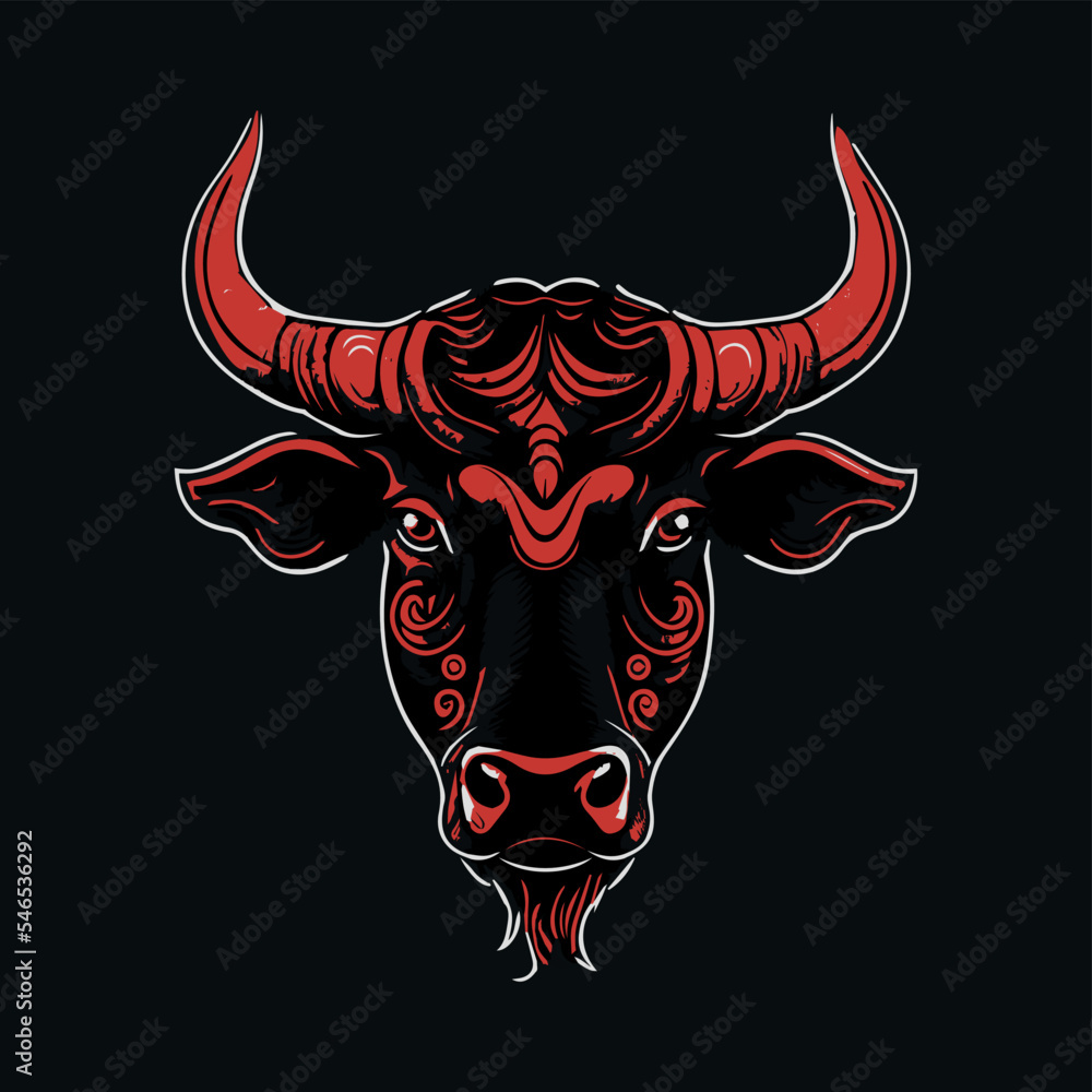 Ox chinese new year vector illustration. Buffalo head. Zodiac sign of ...