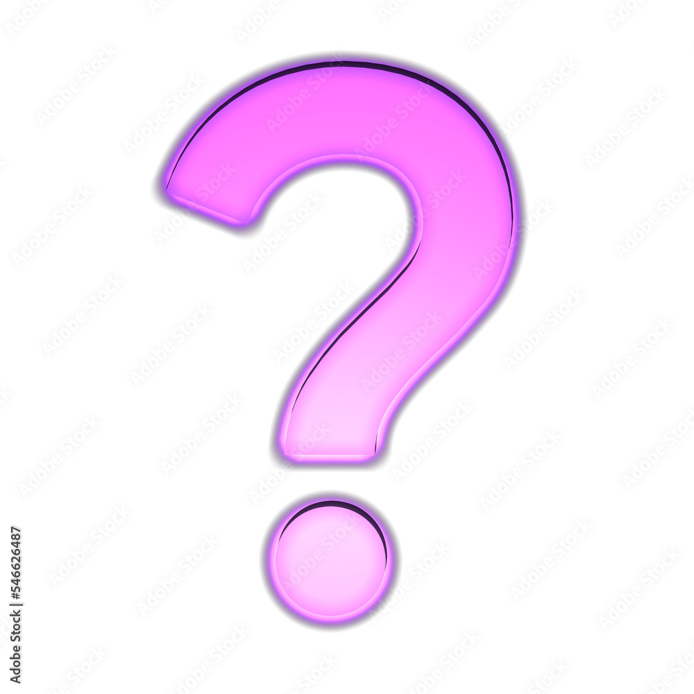 Pink neon question mark isolated on transparent background in png ...