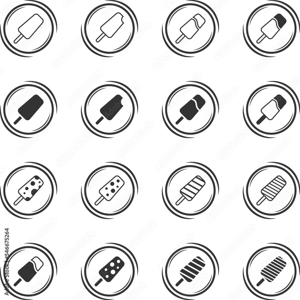 Ice cream bar set. Ice cream icons collection. Vector illustration ...