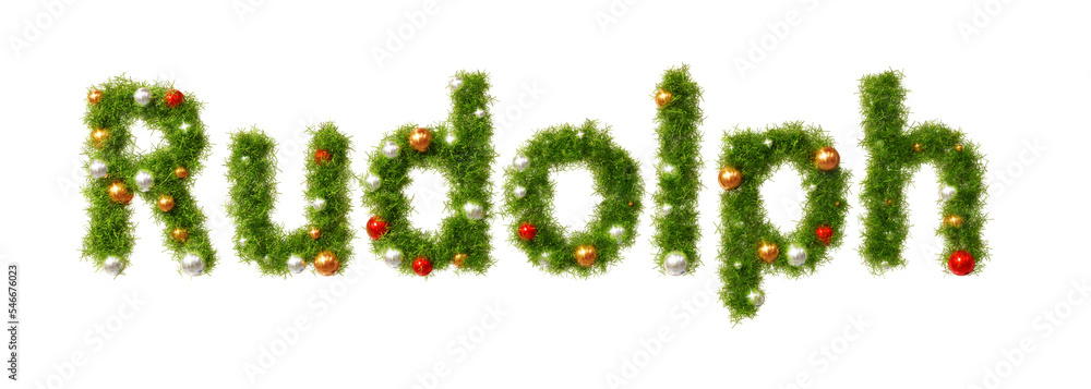 Beautiful christmas wreath like font forming the text Rudolph with ...