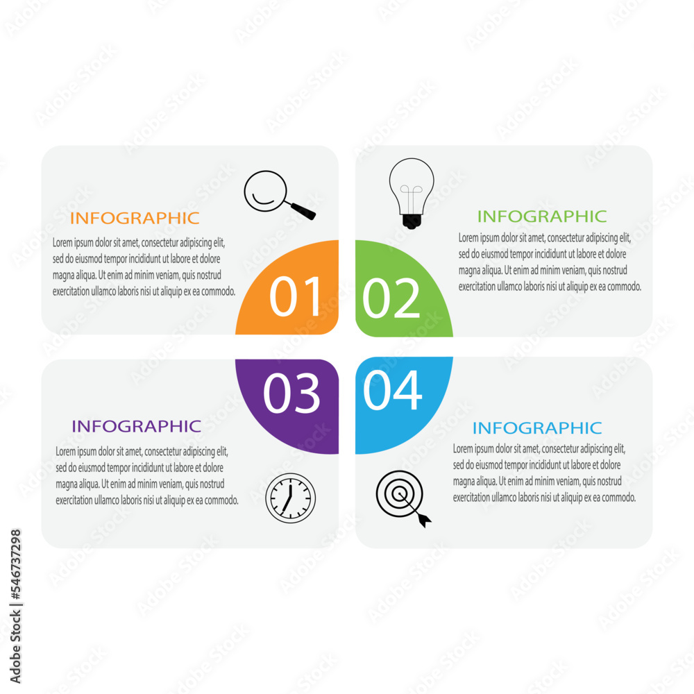 SWOT diagram with 4 rectangular elements. Comparison chart, analysis of ...