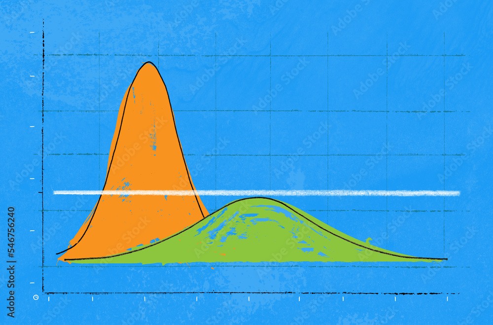 Flatten the curve diagram with grunge texture Stock Photo | Adobe Stock