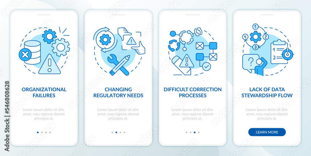 Database regulation issues blue onboarding mobile app screen ...