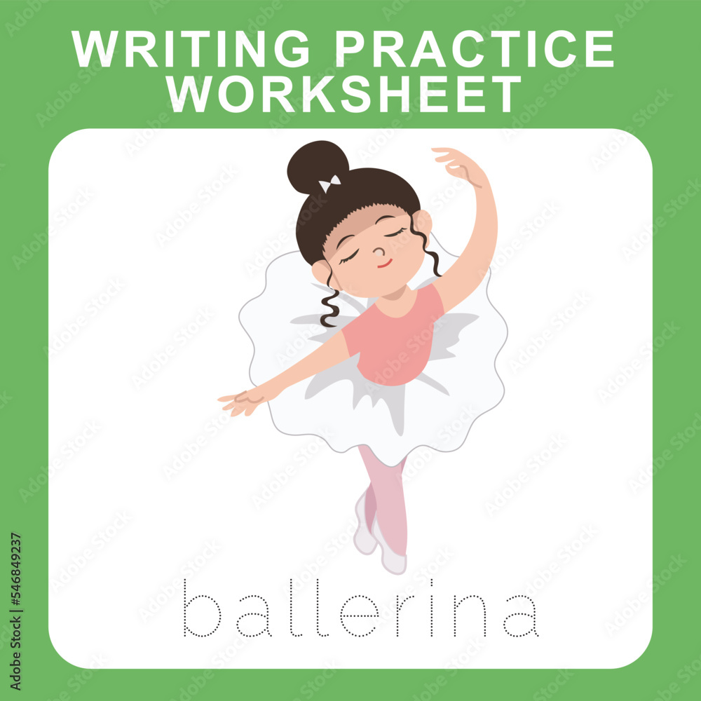 Writing practice worksheet with kids’ profession dream theme. a cute ...