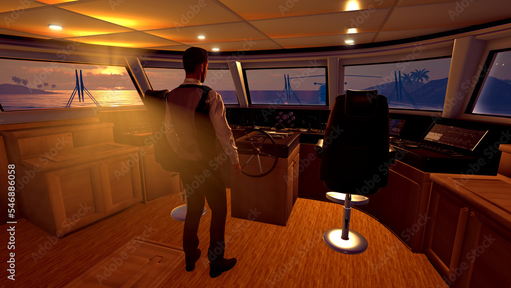 Cockpit of a luxury Super Yacht. Extremely detailed and realistic high ...