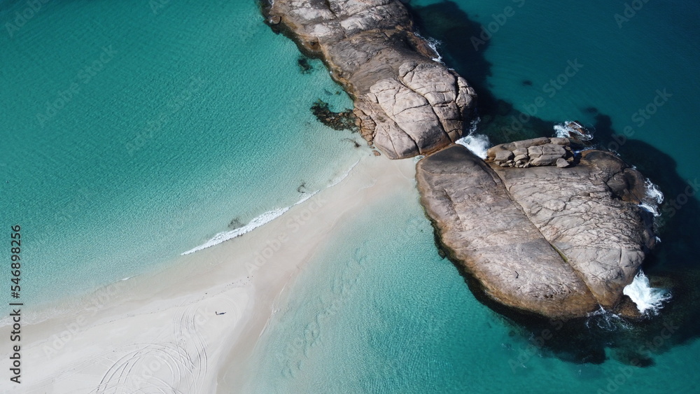 Aerial picture of Wylie bay rocks in Esperance. 2 beaches next to each ...