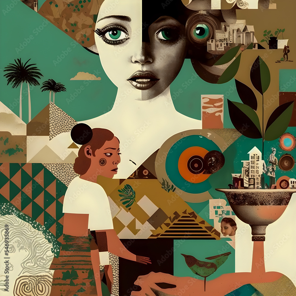 Collage Fun Art, 80s and 90s style Background Illustartion, Pop-Art ... Collage Fun Art, 80s and 90s style Background Illustartion, Pop-Art ...