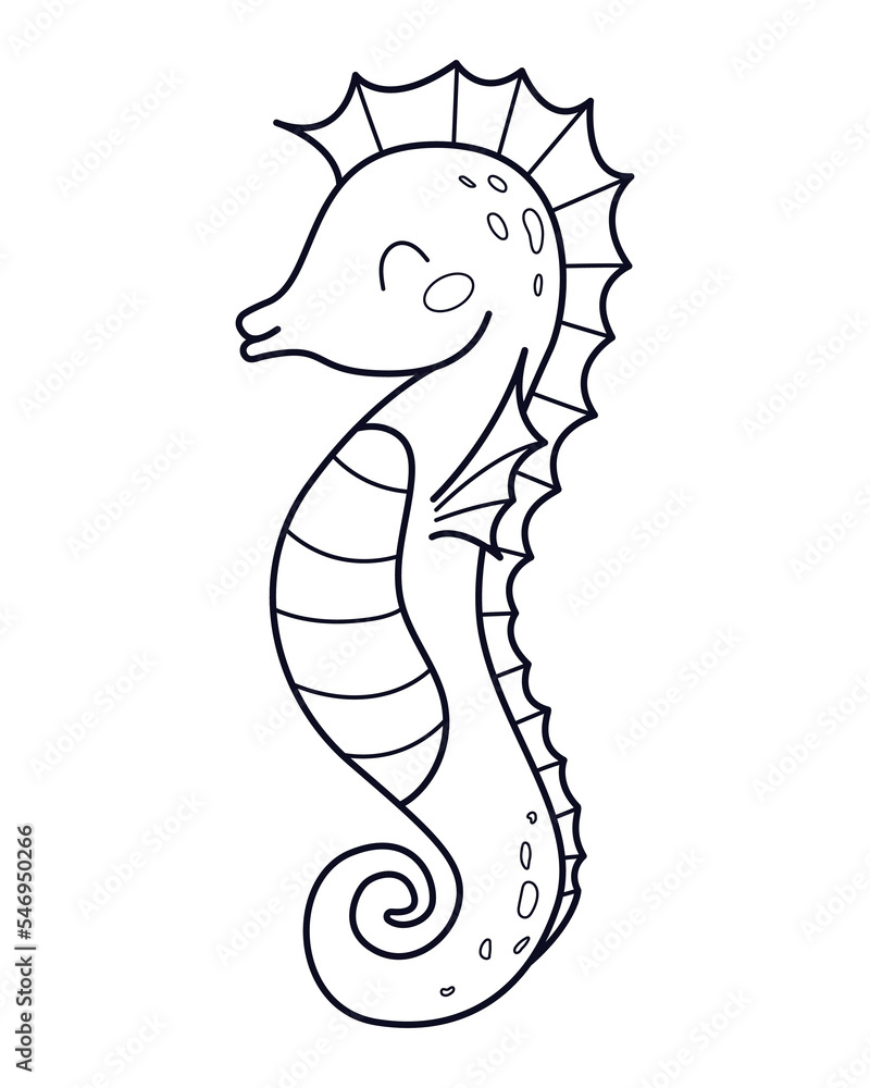 Seahorse - an inhabitant of the ocean - vector linear picture for ...