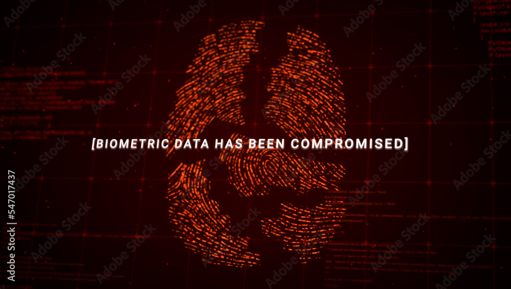 Ilustración de Stock Biometric Data has been compromised by hacker, cyber criminals hacking ...