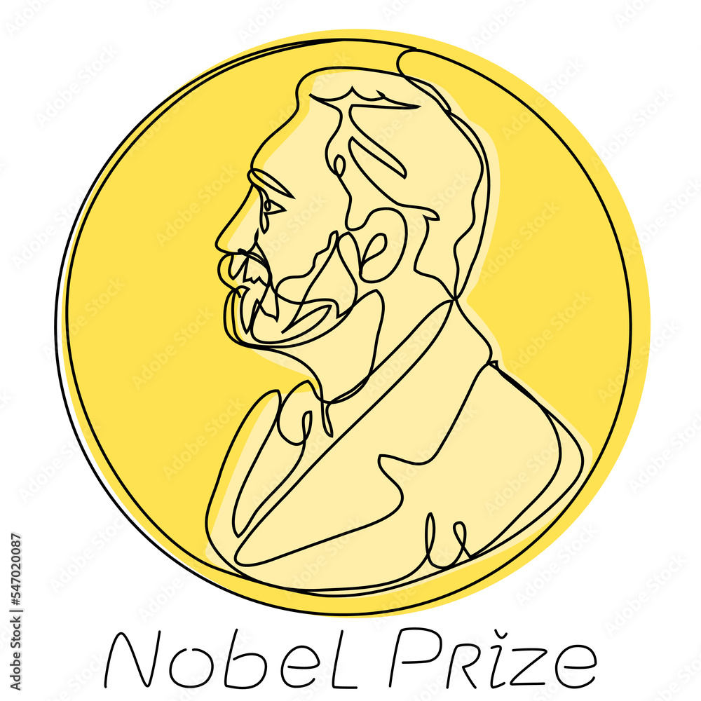 Nobel Prize in one line with a golden silhouette. Honorable Achievement ...