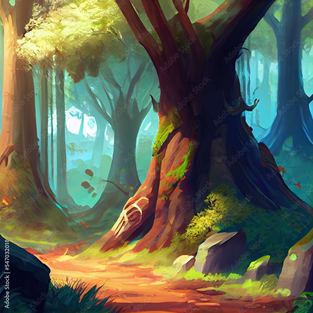 Eternal Legendary Forever Majestic Deep Forest Life Trees. Fantasy ...