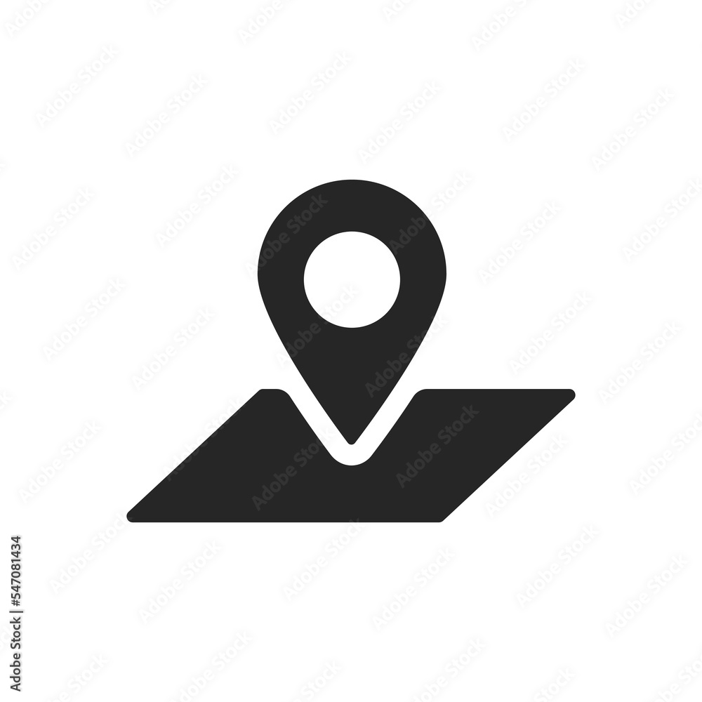 Black web map pointer icon. Destination symbol for navigation direction ...