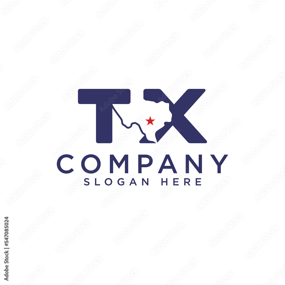 letter TX and map of texas logo icon and vector Stock Vector | Adobe Stock