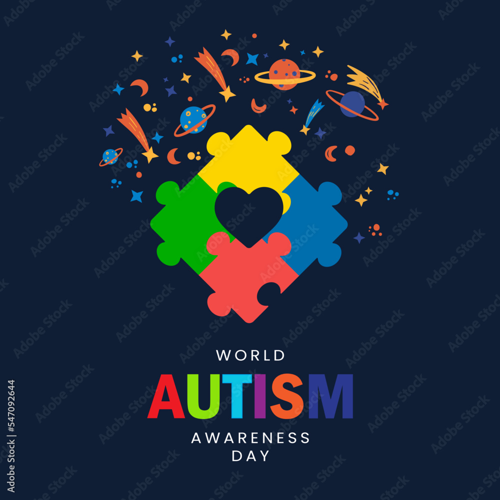 เวกเตอร์ Stock world autism awareness day, autism support campgain ...