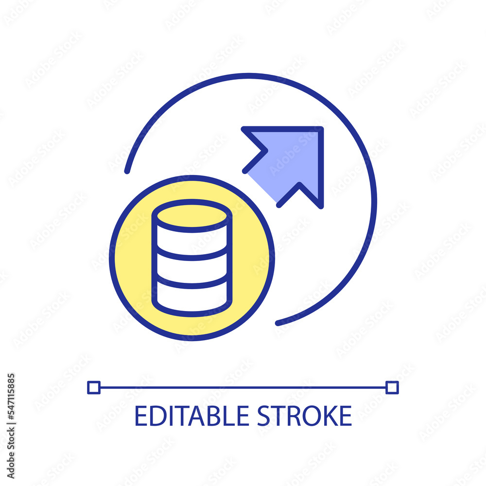 Database scalability RGB color icon. Expand system capacity. Web ...