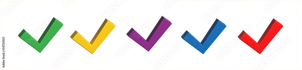 3D Check mark. Glossy positive tick signs . Symbols of acceptance.Check ...