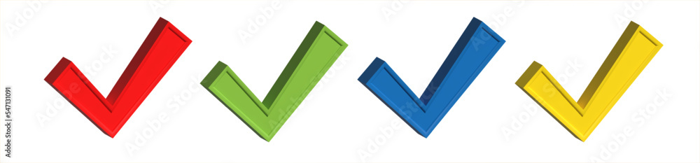 3D Check mark. Glossy positive tick signs . Symbols of acceptance.Check ...