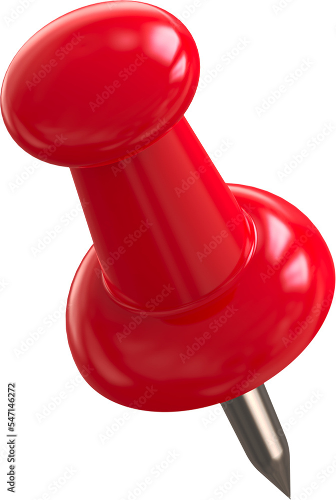 Red pin, push pin isolated on transparent background. 3D rendering ...