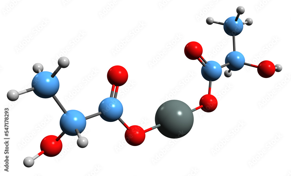 3D image of Iron II lactate skeletal formula - molecular chemical ...