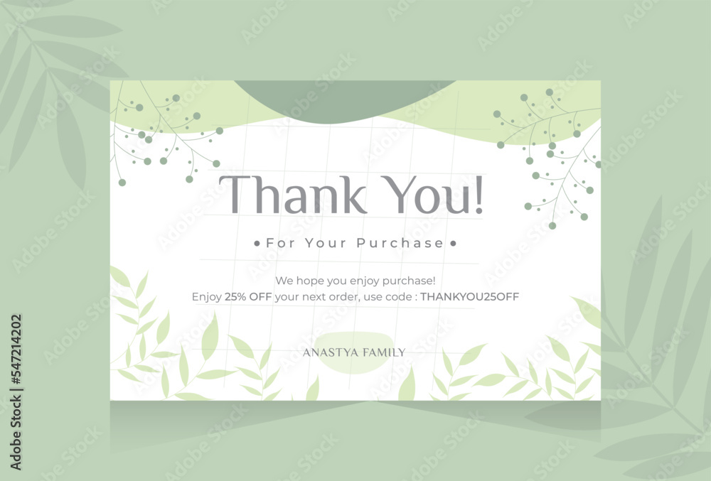 Thank you for purchase card design with hand drawn flower abstract ...