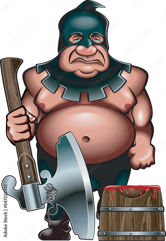 Vector de Stock Cartoon style executioner holding executor axe | Adobe ...