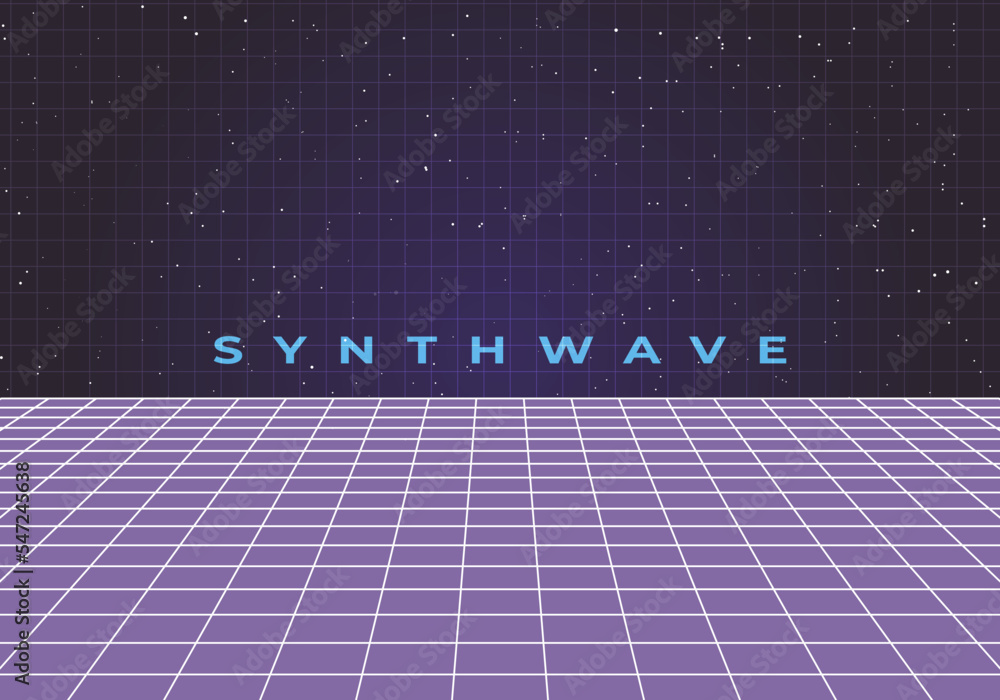 Vector futuristic synth retro wave illustration in 1980s posters style ...