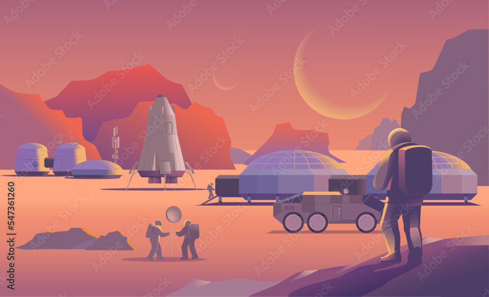 Vector de Stock Scientific vector illustration of the colonization of ...