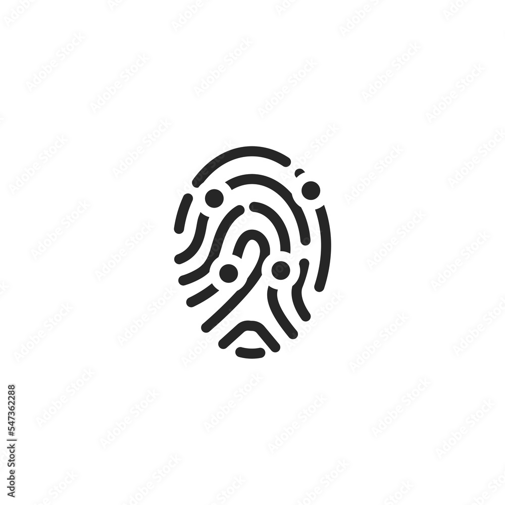 Vector sign of Fingerprint symbol is isolated on a white background ...