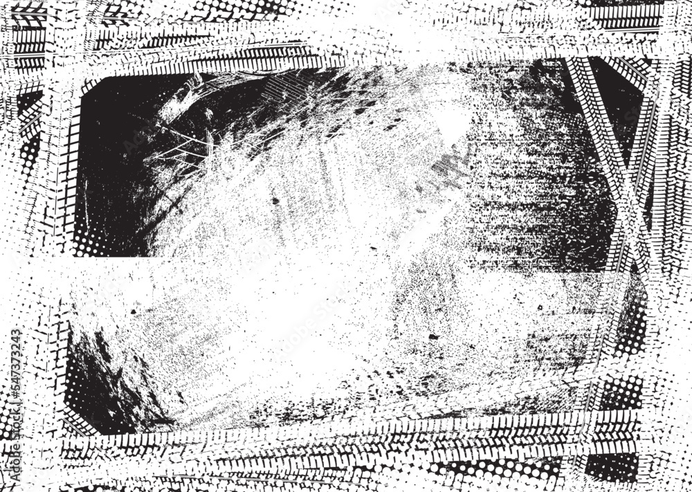 Vector Print Textured Tire Track border frame. Design Element . Car ...