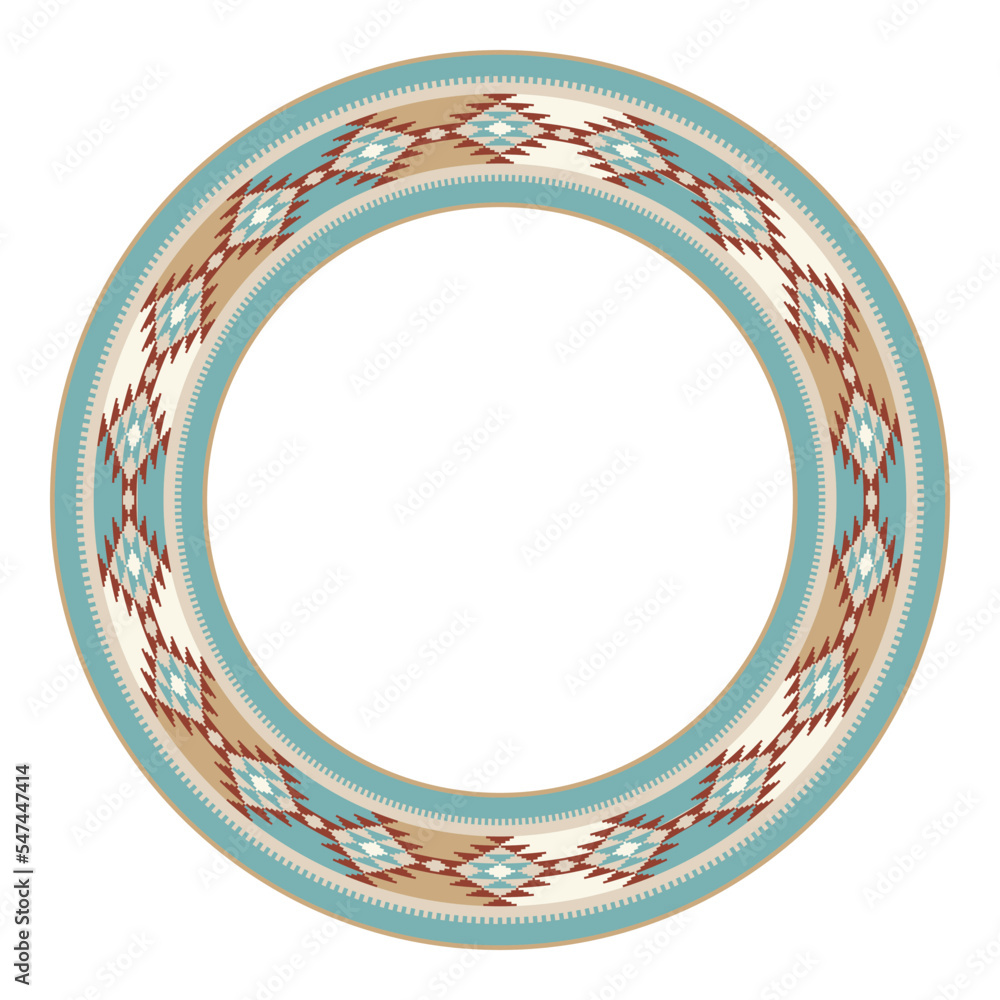 Round ethnic frame. Decorative circle border with mexican tribal ...