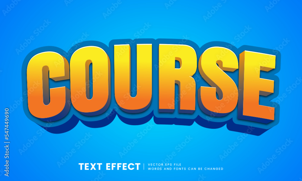 Editable 3d course text effect. Fancy font style for heading, logotype ...
