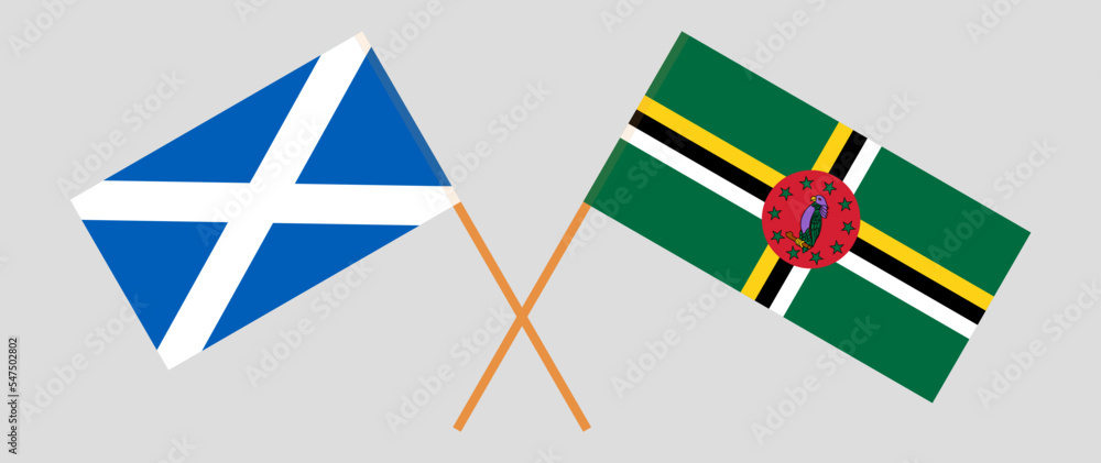 Crossed flags of Scotland and Dominica. Official colors. Correct ...