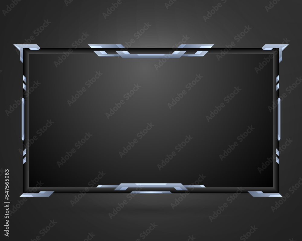 Stream overlay webcam video interface screen border frame with metal ...