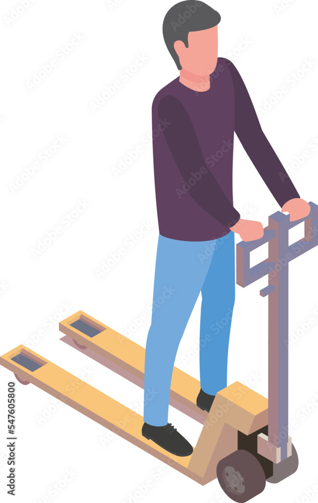 Isometric view of Jack pallet. do not ride on pallet. Work at height ...
