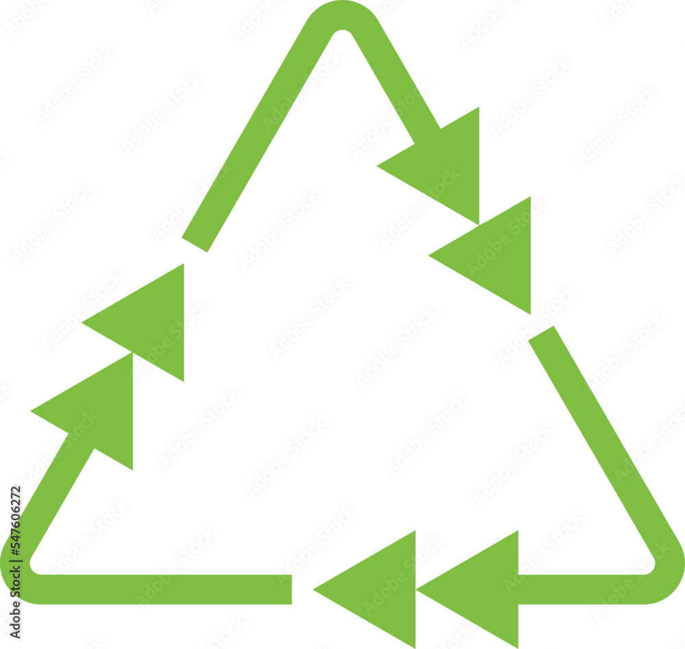 Recycle triangle arrow symbols set vector illustration. Green solid ...