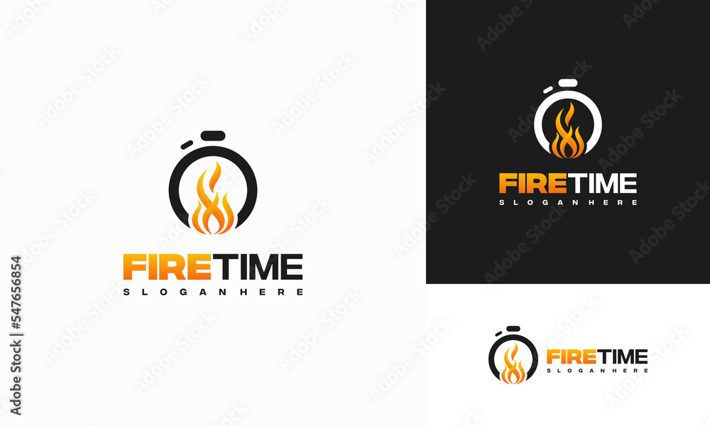 Fire Watch Logo designs concept vector, Stopwatch with fire symbol logo ...