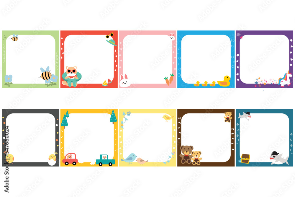 black space with cute photo frame illustration clipart for kids or ...