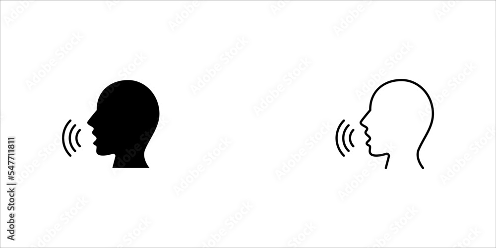 Speaking icon. Talk person sign or symbol , man with open mouth and ...