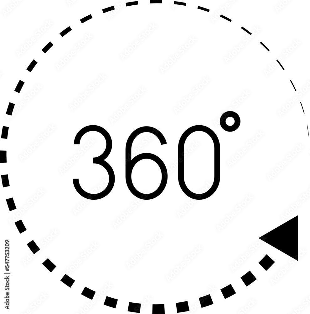 360 degrees vector icon set. Round signs with arrows rotation to 360 ...