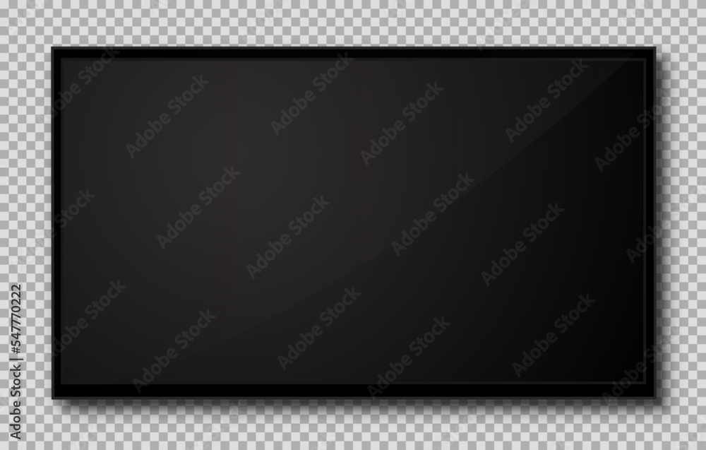 TV with empty black screen. Empty TV frame with shadow isolated on ...